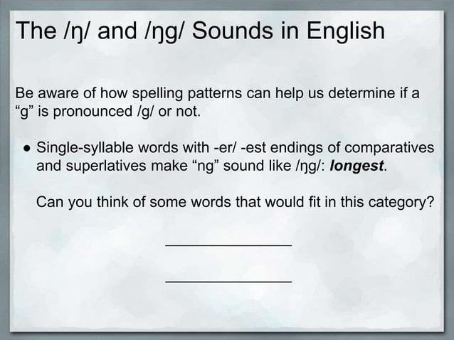 Copy of the /n/, /ŋ/ and /ŋg/ sounds in english | PPTX