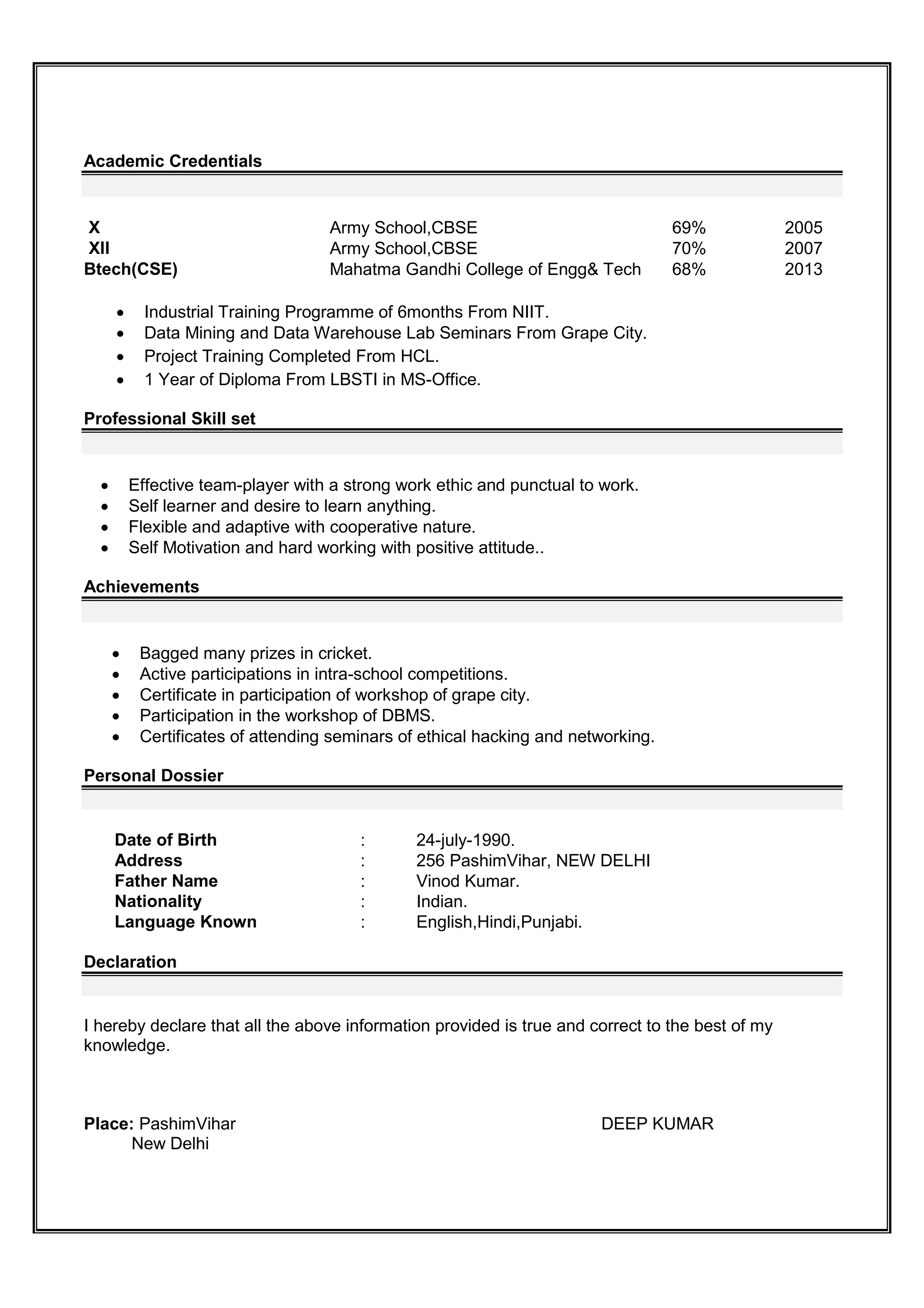 DeepKumar(Resume) | PDF