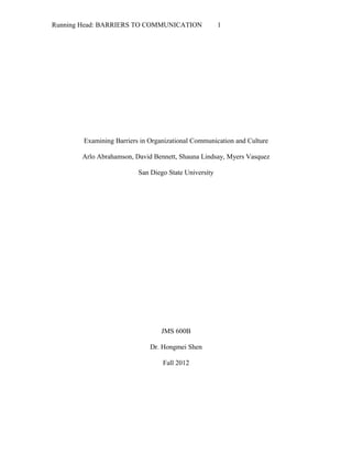 Barriers to Effective Communication in Organizations | DOC