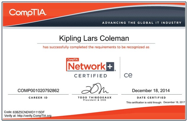 CompTIA Network+Certificate | PDF