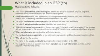 Writing an Individual Family Service Plan for your | PPTX