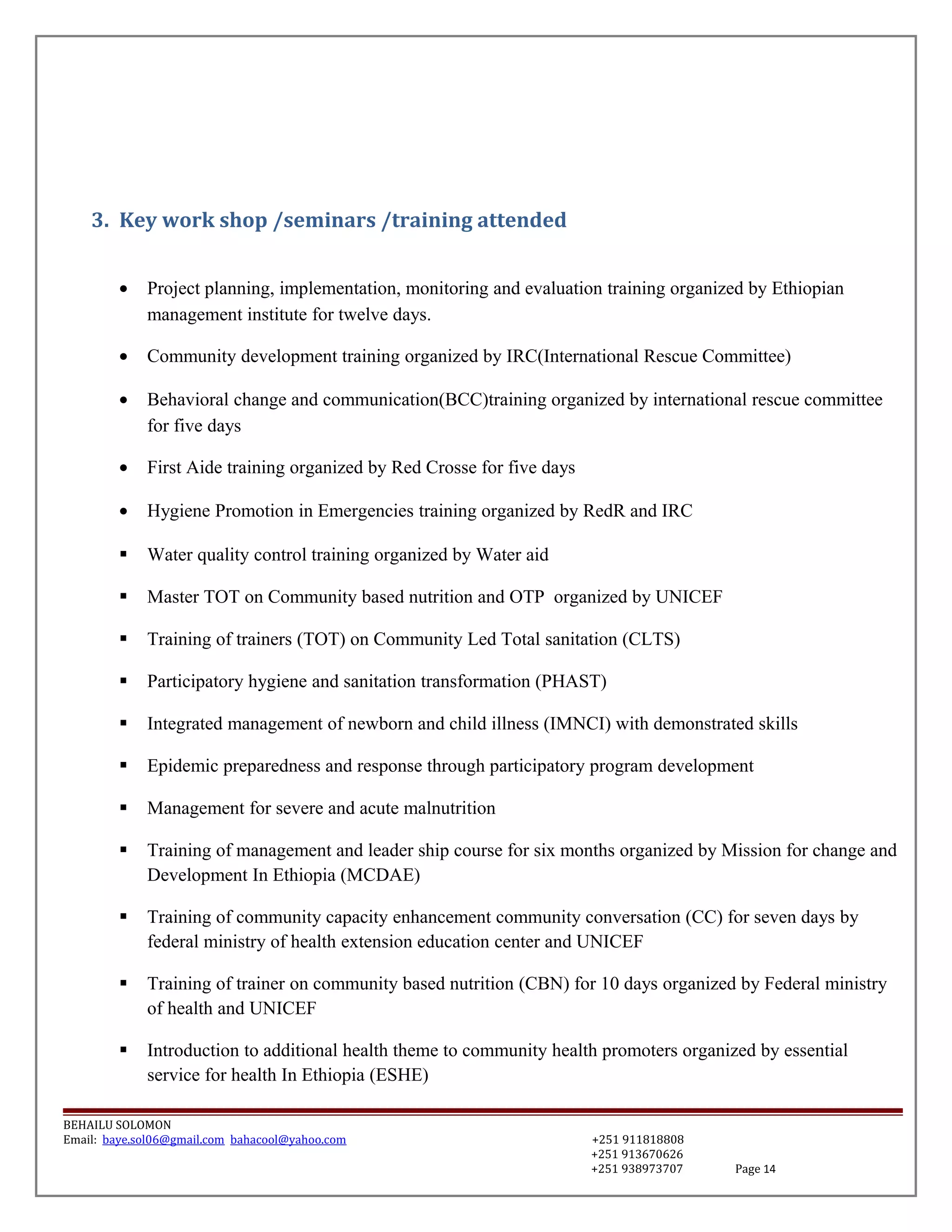 Behailu Solomon updated cv | DOC