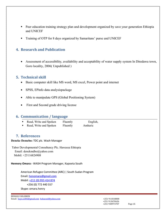 Behailu Solomon updated cv | PDF