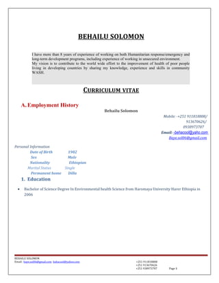 Behailu Solomon updated cv | DOC