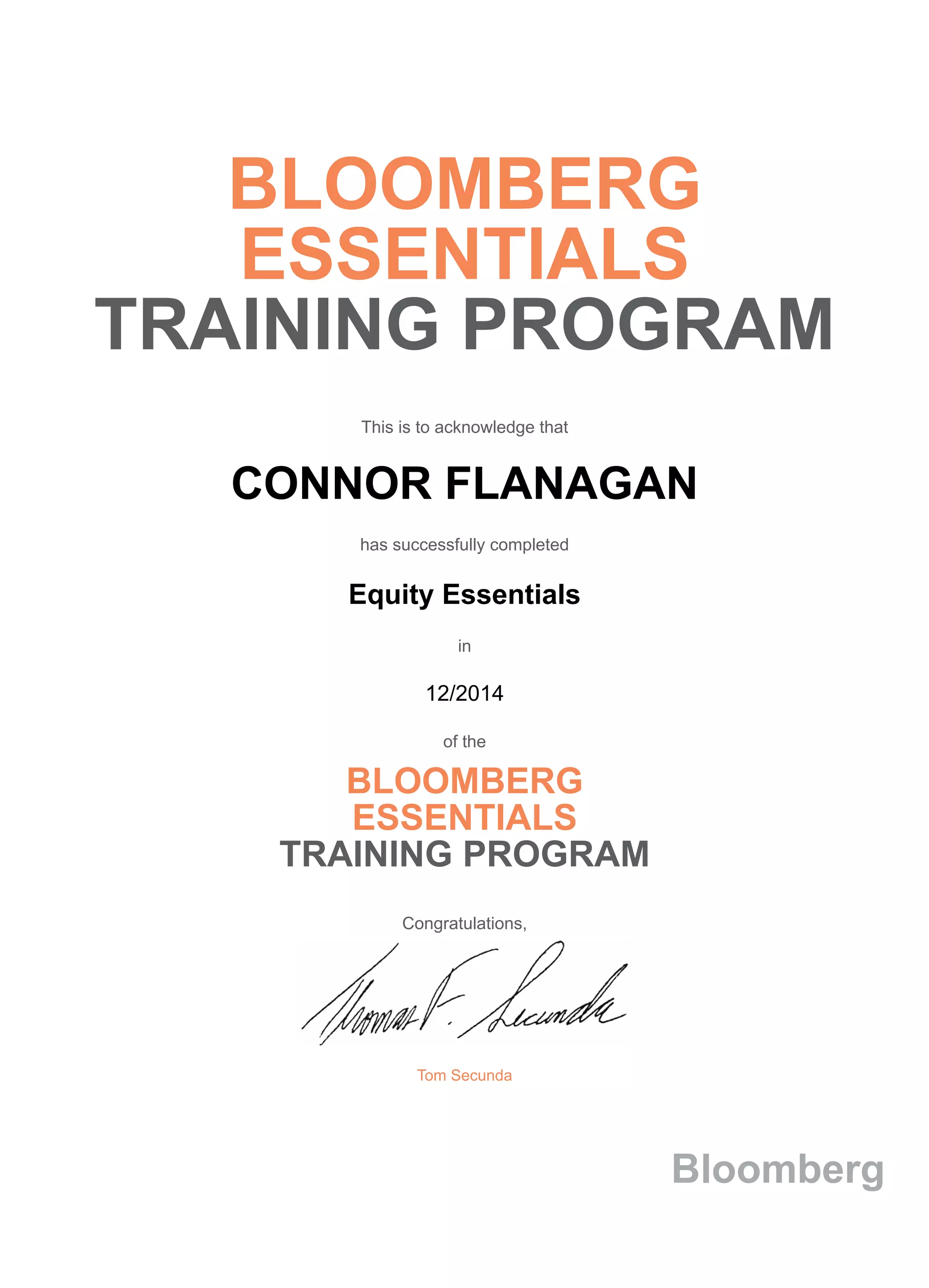 Bloomberg Certification | PDF