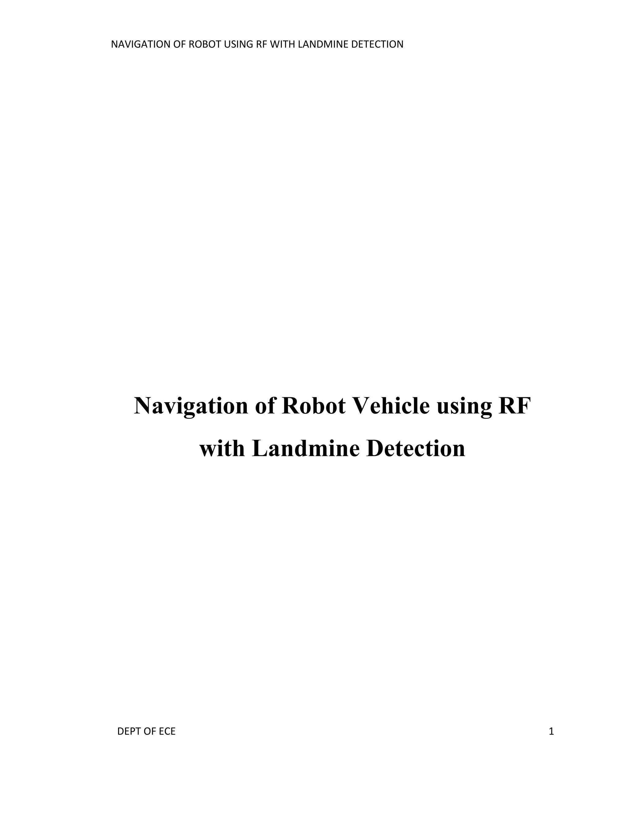 Navigation of Robot Vehicle using RF with Landmine Detection | PDF
