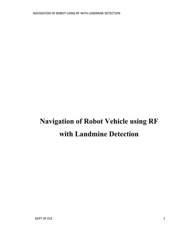 Navigation of Robot Vehicle using RF with Landmine Detection | PDF
