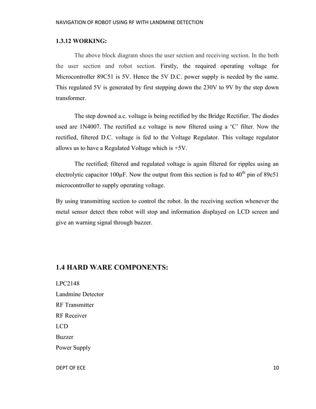 Navigation of Robot Vehicle using RF with Landmine Detection | PDF