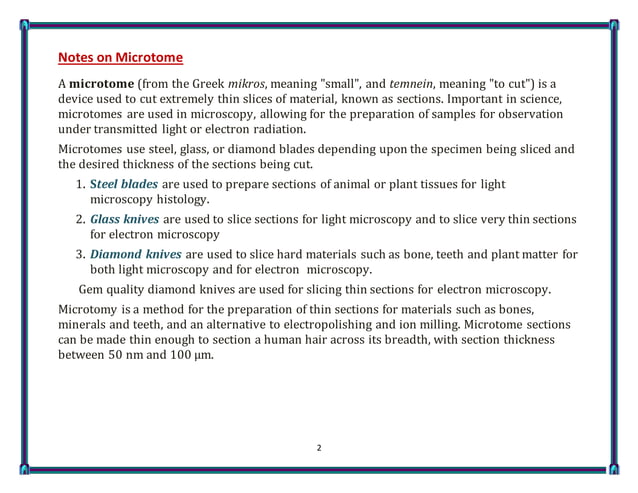 Microtome | DOCX | Physics | Science