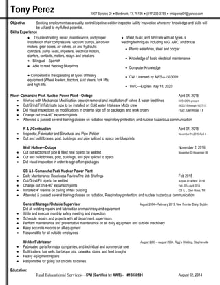 TonyPerez CWI Resume | PDF