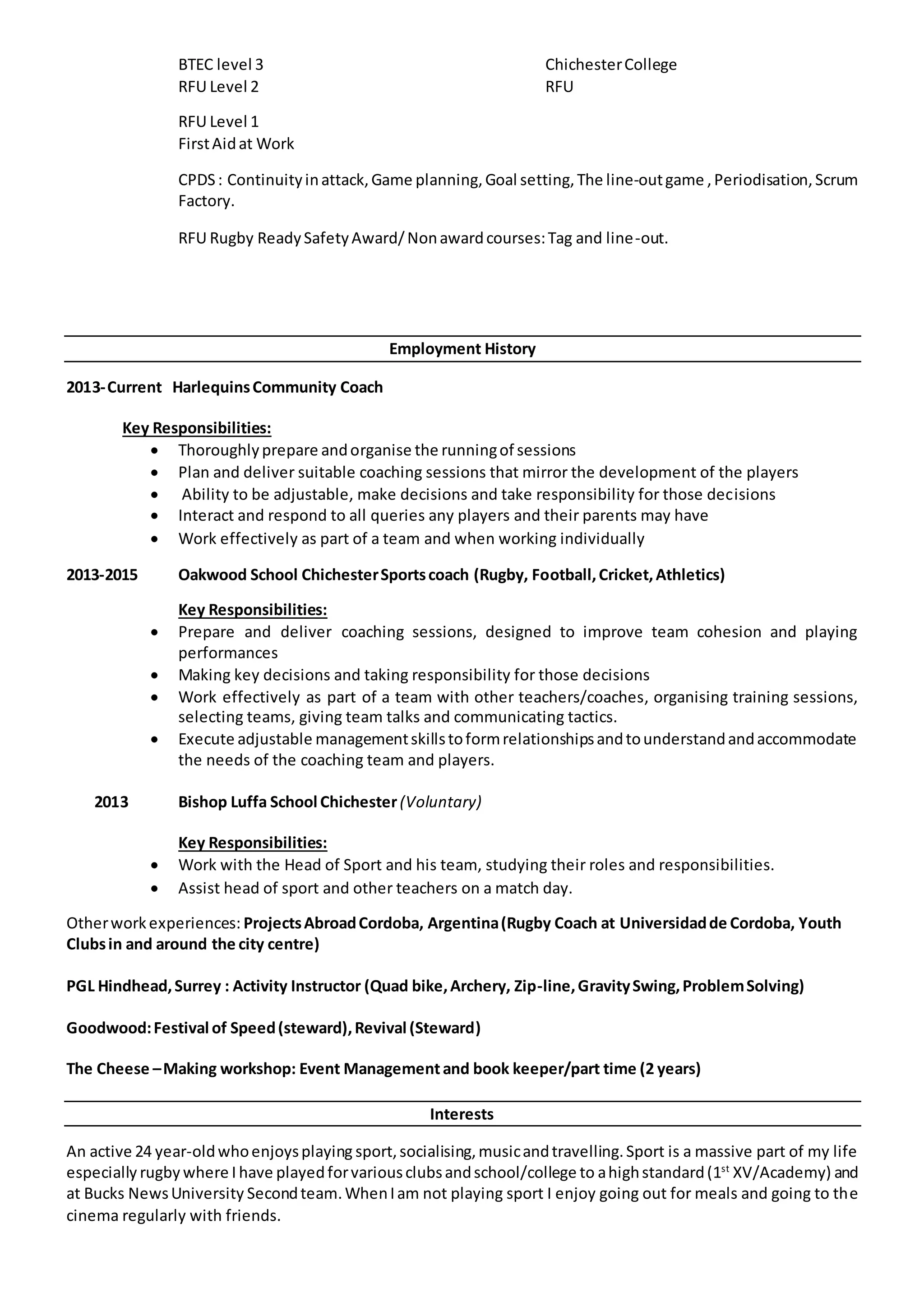 Patrick Sports CV | DOCX