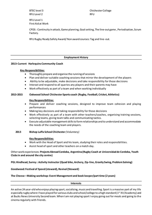 Patrick Sports CV | PDF