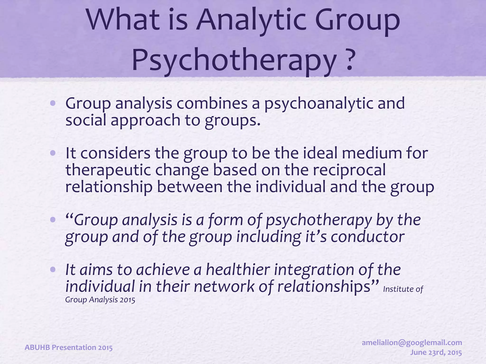 Group analytic poster presentation final | PPT