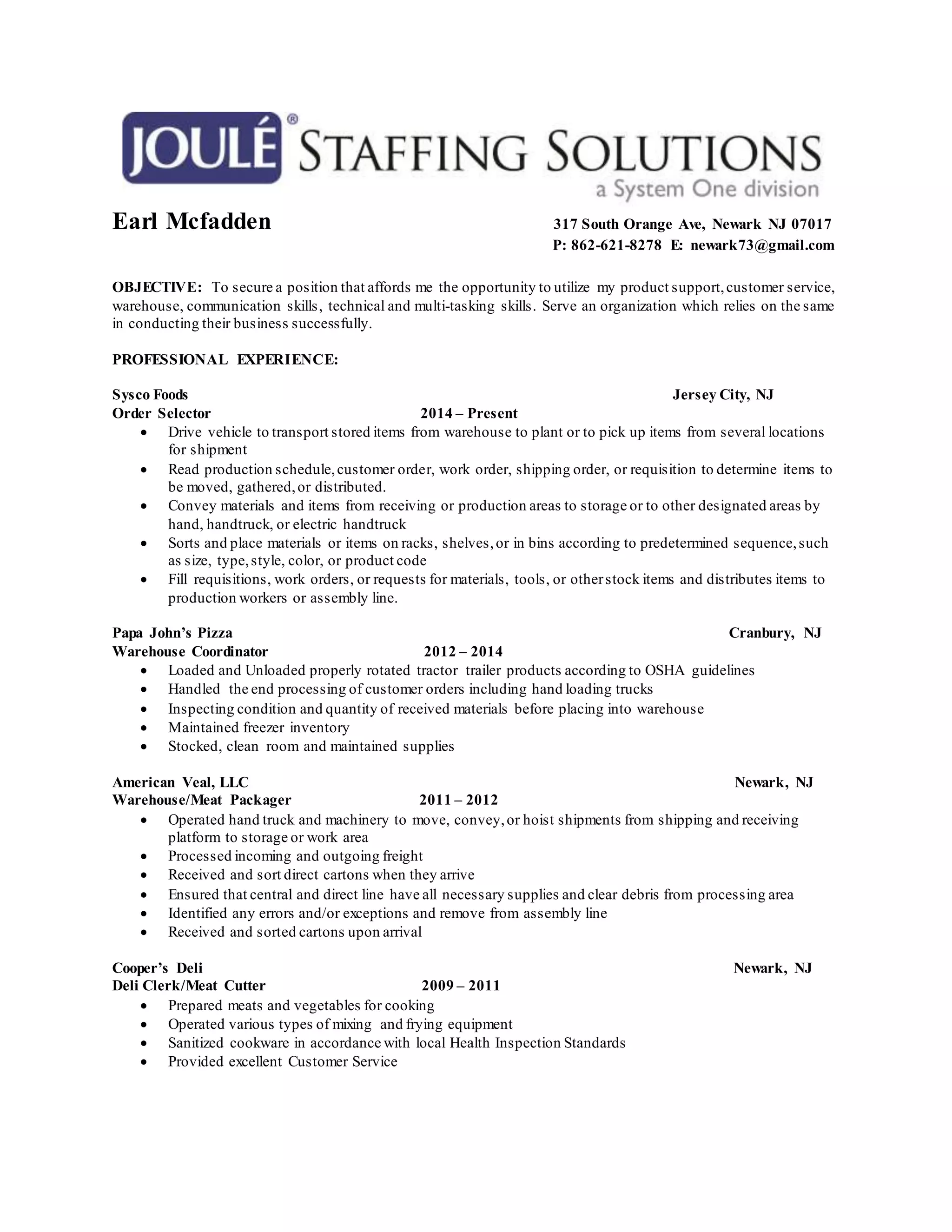 Earl Resume 2015 | DOCX