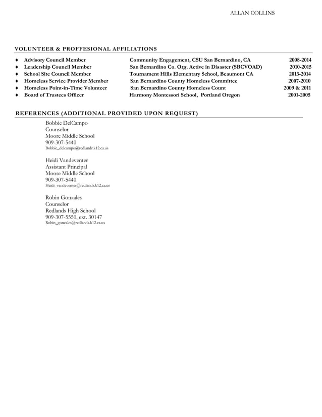 Allan Collins--Resume 2015 | PDF | Non-Profit Organizations | Industries