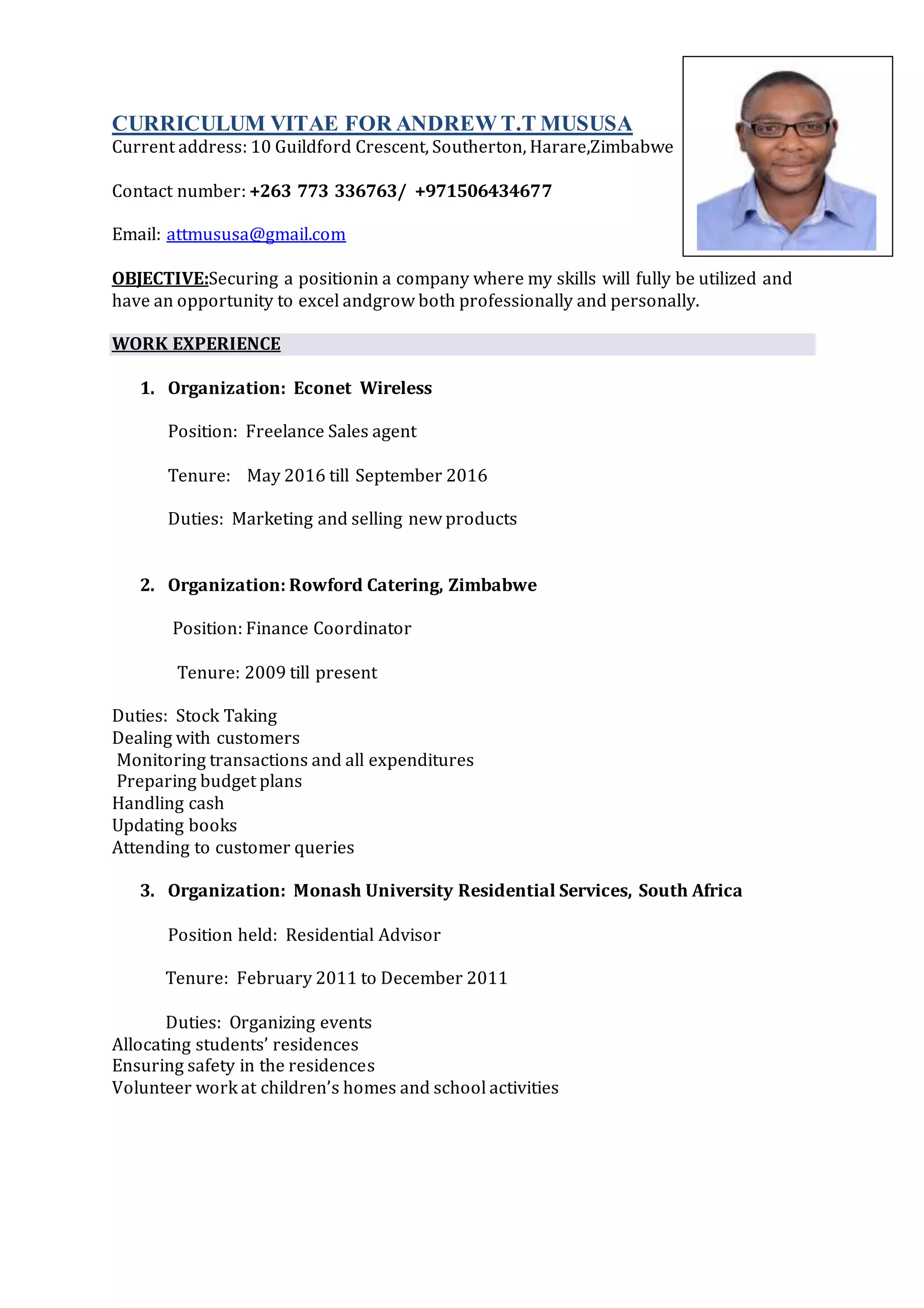 ANDREW CURRICULUM VITAE | PDF