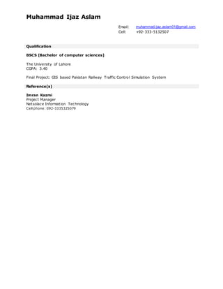 Resume - Ijaz Aslam | DOCX