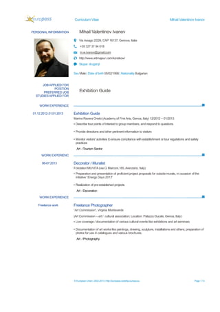 Mihail Ivanov CV (English) | PDF | Design | Fine Art