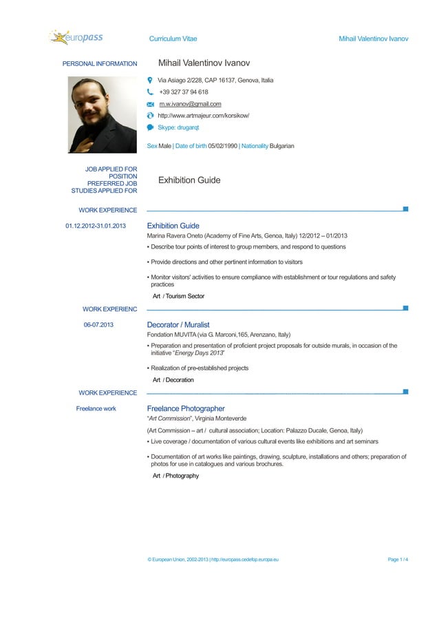 Mihail Ivanov CV (English) | PDF | Design | Fine Art