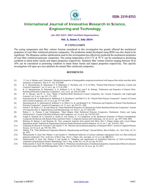 Influence of Curing Temperature and Fiber Volume Fraction on the Mechanical Properties of Sisal ...