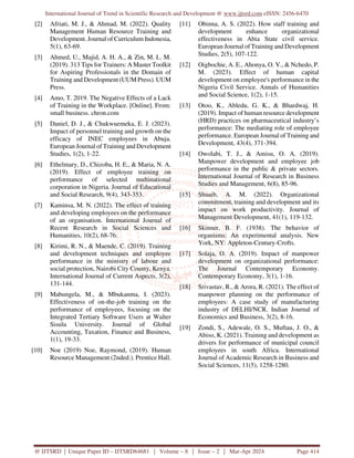 Manpower Training and Employee Performance in Mellienium Ltdawka, Anambra State | PDF