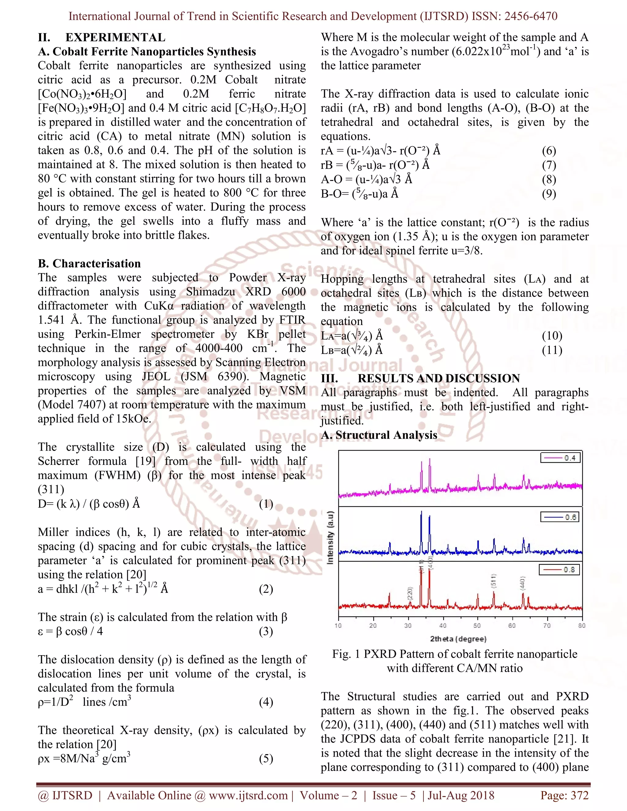 Microstructural and Magnetic Properties of Cobalt Ferrite Nanoparticles ...