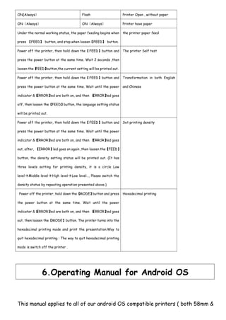 58 mm mini portable thermal printer instruction manual | PDF