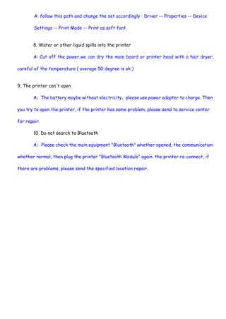 58 mm mini portable thermal printer instruction manual | PDF