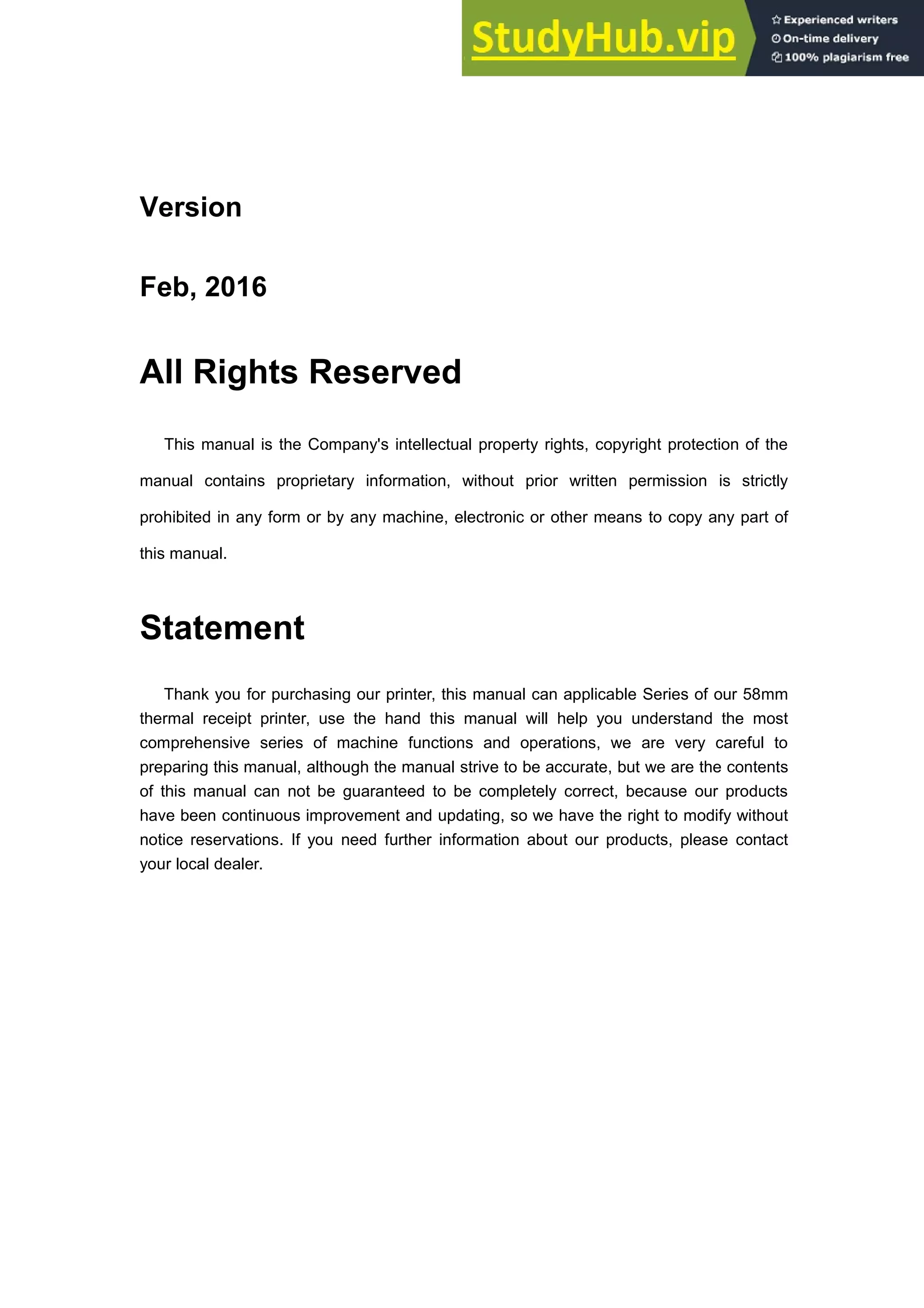 58Mm Thermal Receipt Printer -Operating Manual | PDF