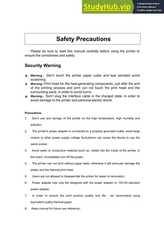 58Mm Thermal Receipt Printer -Operating Manual | PDF
