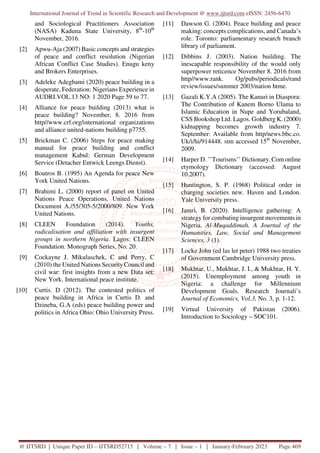 The Role of Youths in Peace Building A Response to Insurgency in the ...