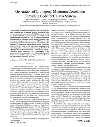 Generation of Orthogonal Minimum Correlation Spreading Code for CDMA System | PDF