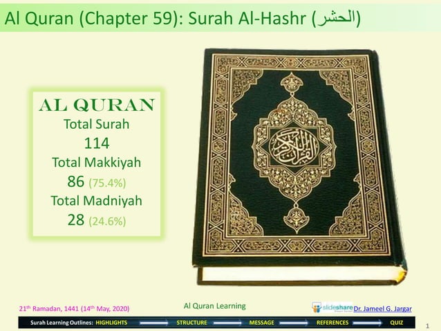 Al Quran (Chapter 59): Surah Al Hashr [The Gathering, The Banishment] | PPT
