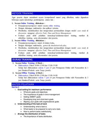 Silabus Training "Effective TASK, TIME and STRESS MANAGEMENT" | DOCX