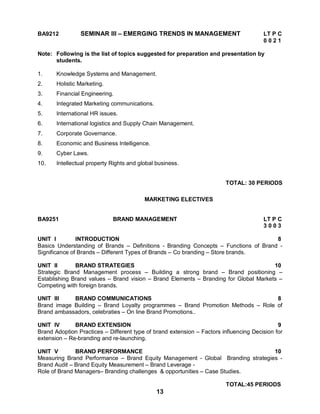 syllabus for mba ft | PDF