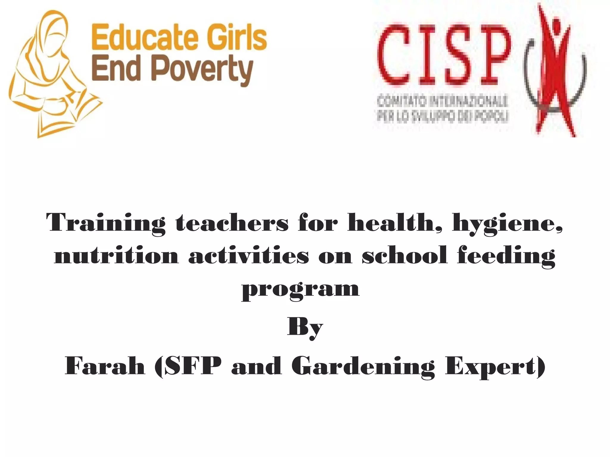 PPT teachers training on health, hygiene, nutrition and sanitation | PPT