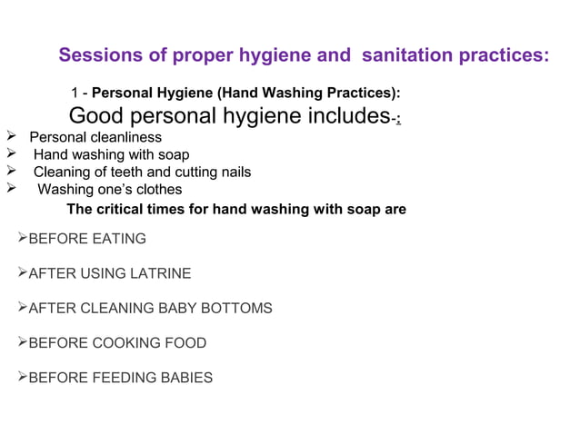 PPT teachers training on health, hygiene, nutrition and sanitation ...