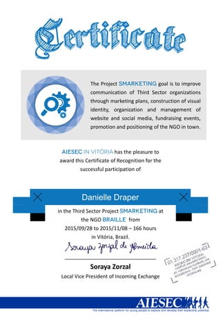 Certificate — Danielle Draper | PDF