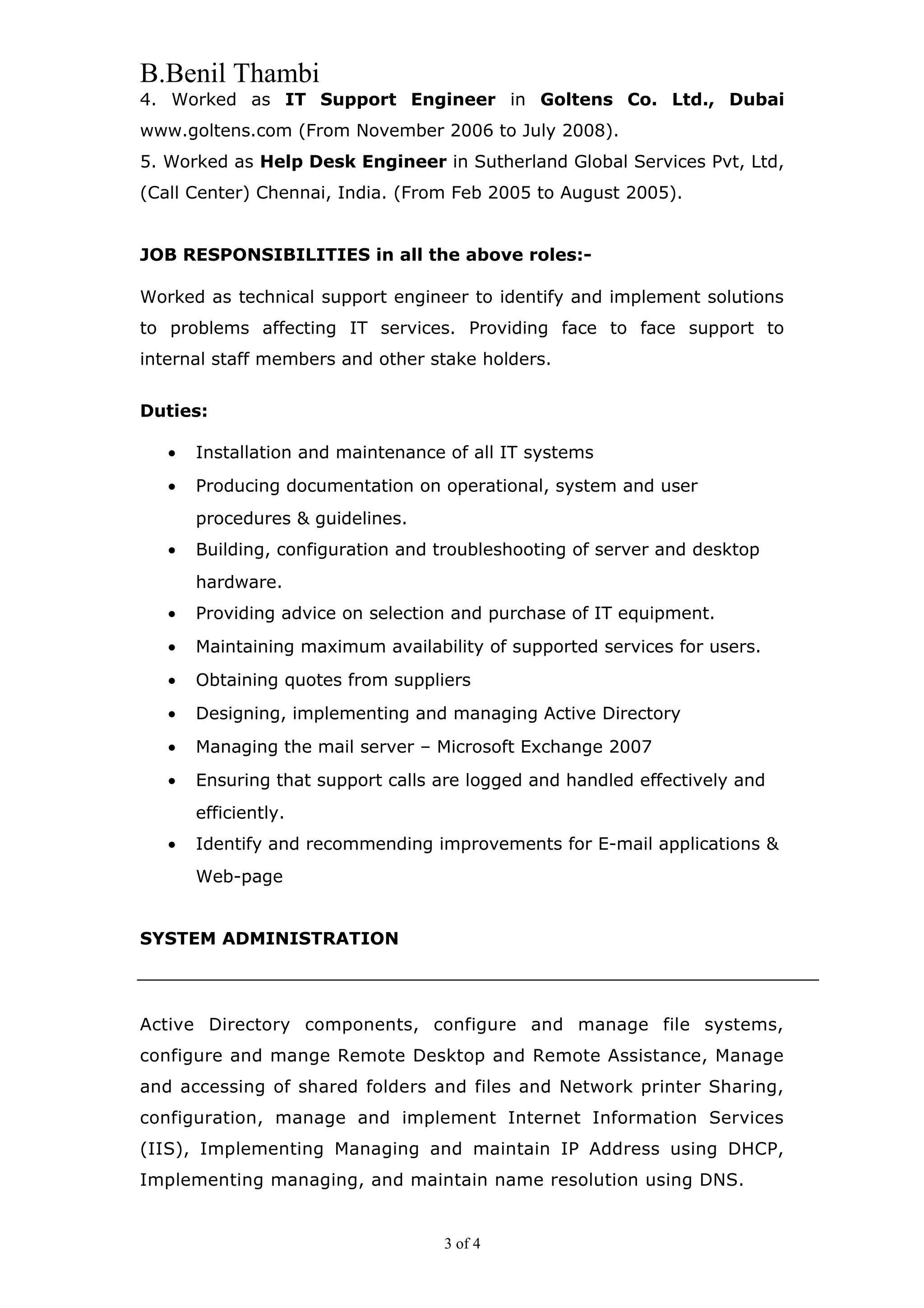 Benil CV for IT | PDF