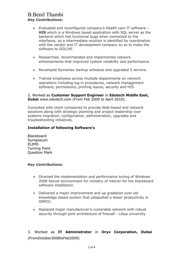 Benil CV for IT | DOC