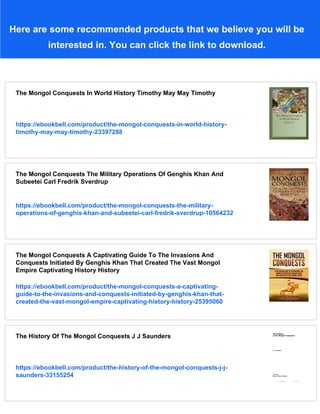 The Mongol Conquests First Edition Jeri Freedman | PDF