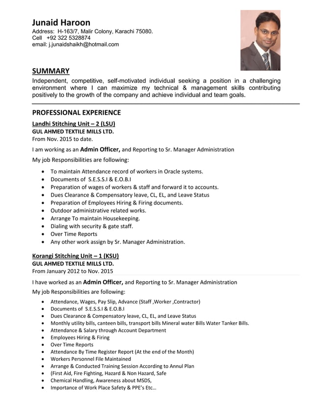 junaid CV 2016 | PDF