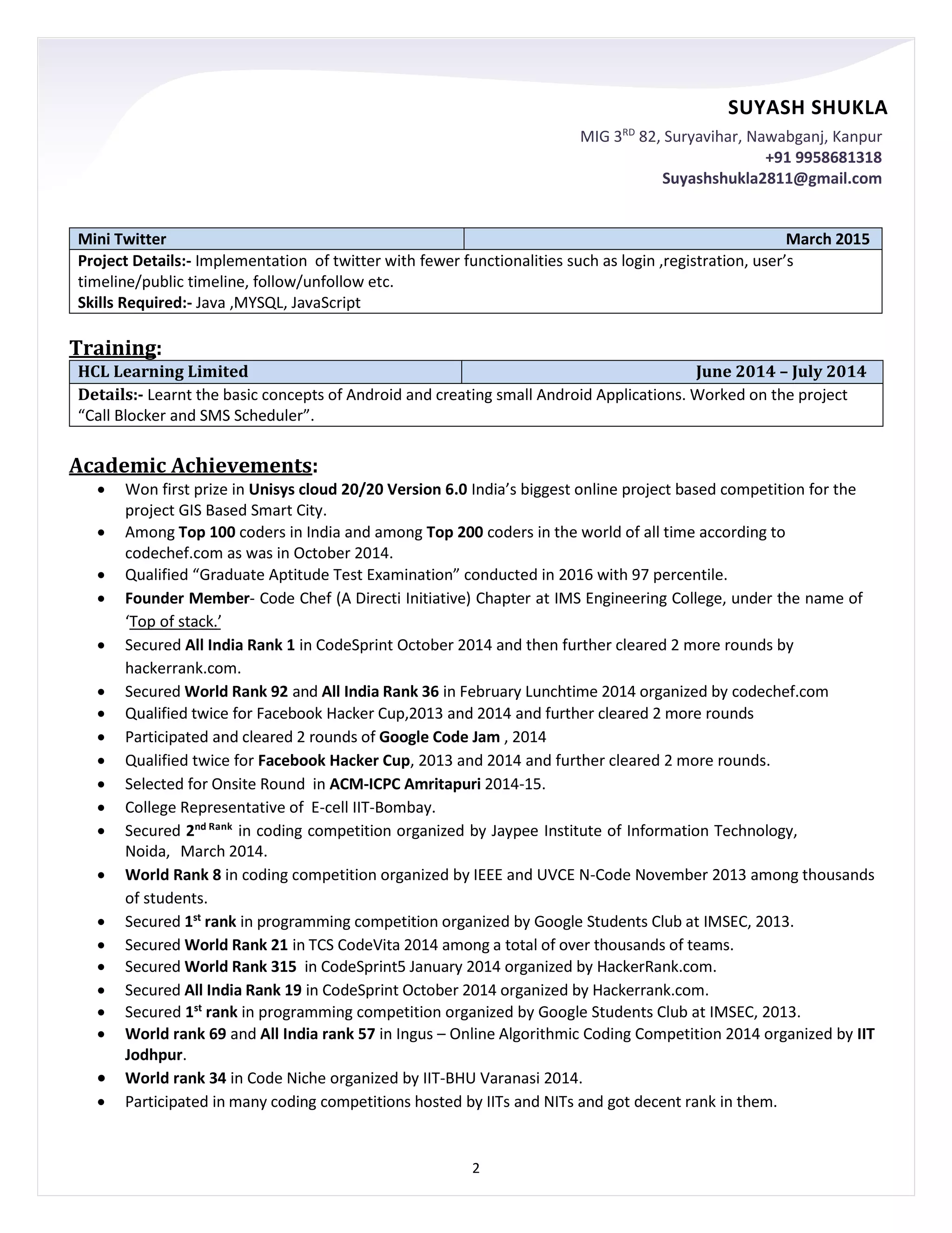 Suyash Shukla | PDF | Programming Languages | Computing
