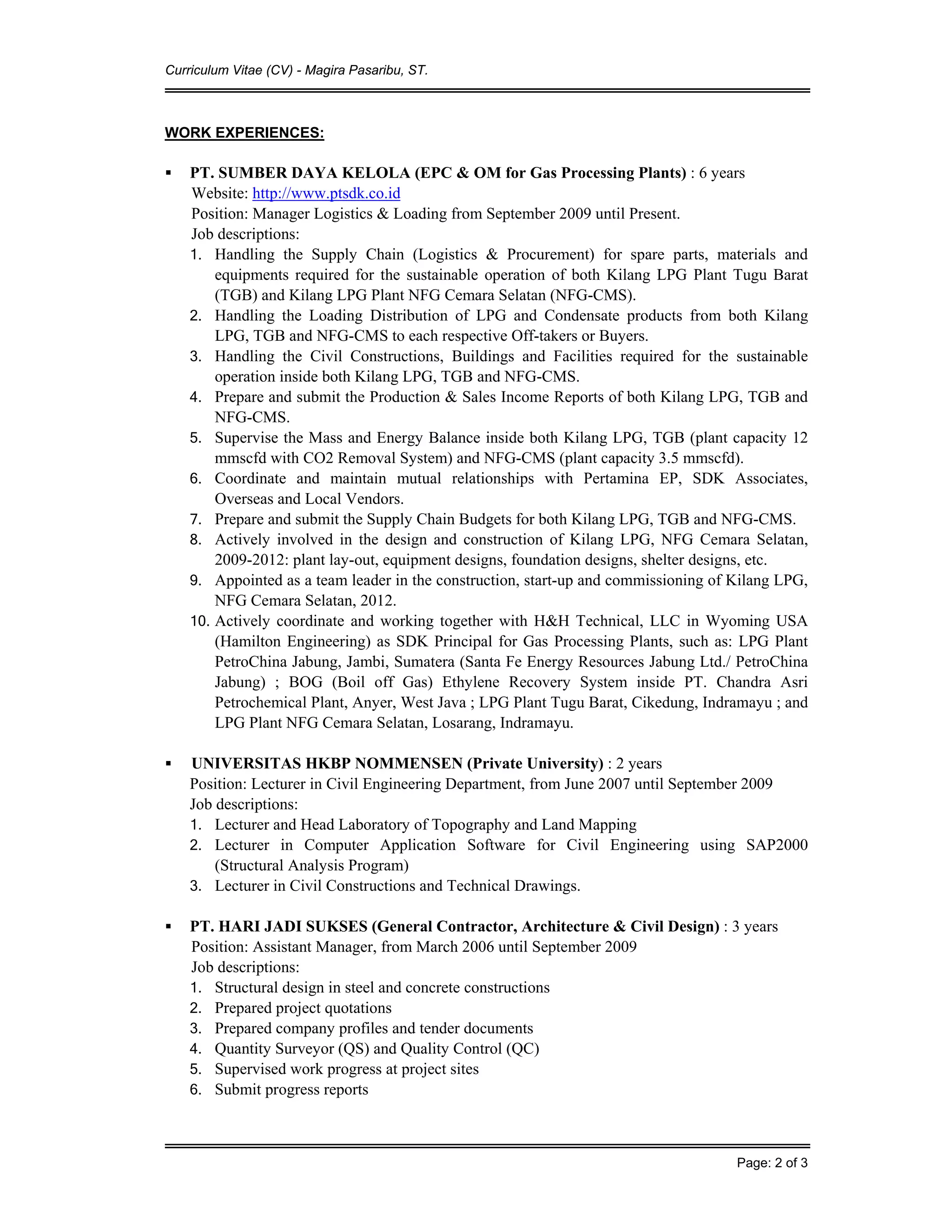 CV. Magira Pasaribu October-2015 | PDF