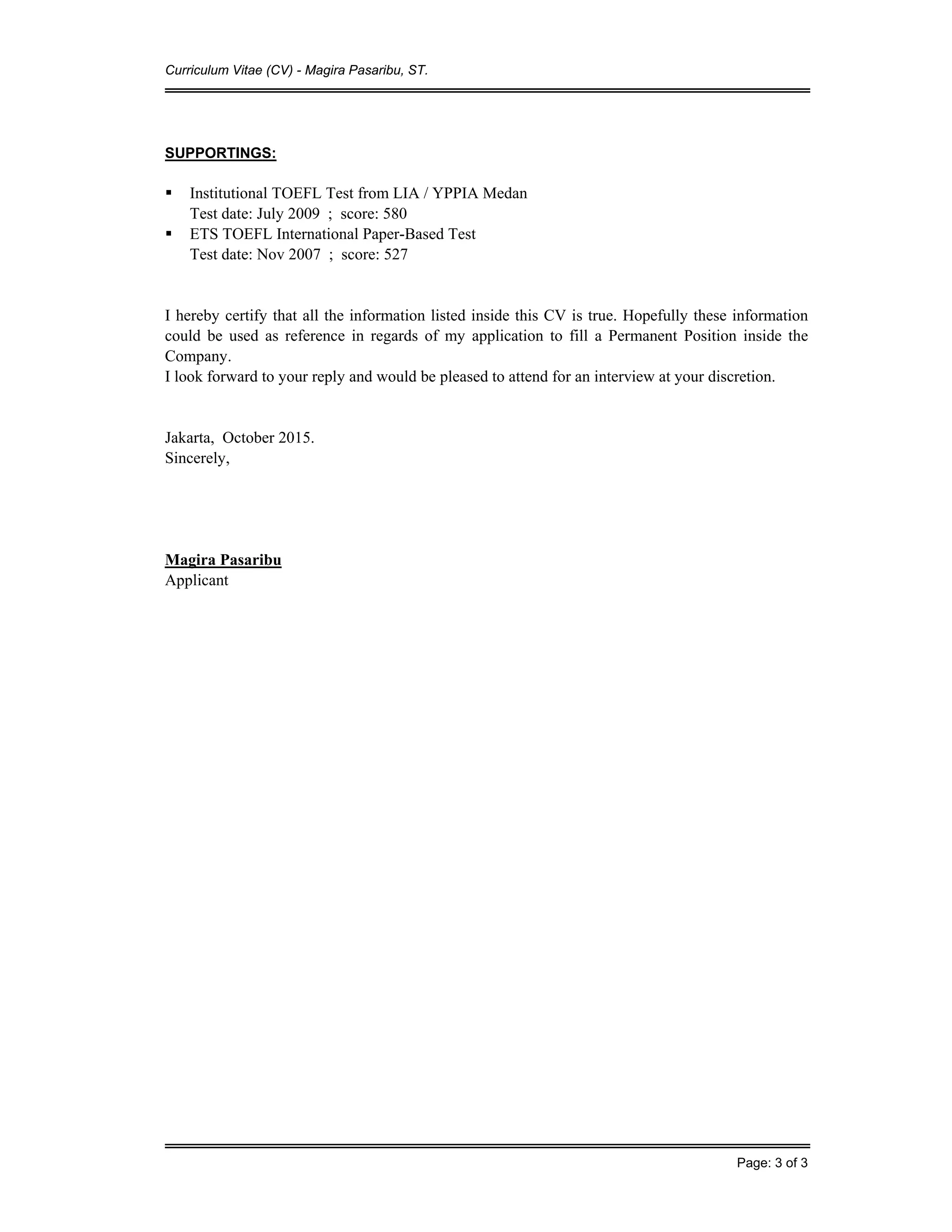 CV. Magira Pasaribu October-2015 | PDF