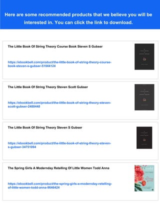 Little Book Of String Theory Gubser Steven S | PDF