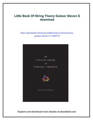 Little Book Of String Theory Gubser Steven S | PDF