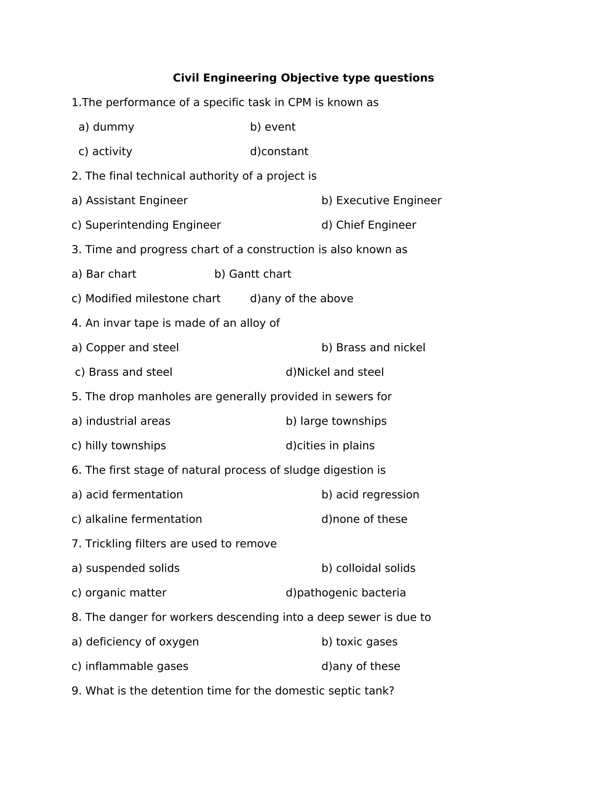 59105128 civil-engineering-objective-type-questions | PDF