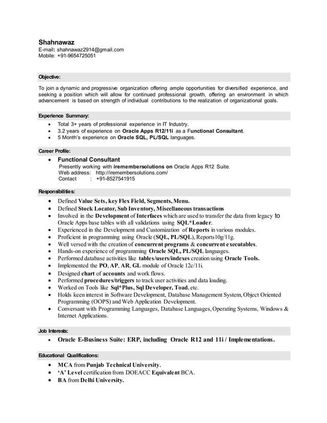 Shahnawaz_resume | DOCX | Databases | Computer Software and Applications