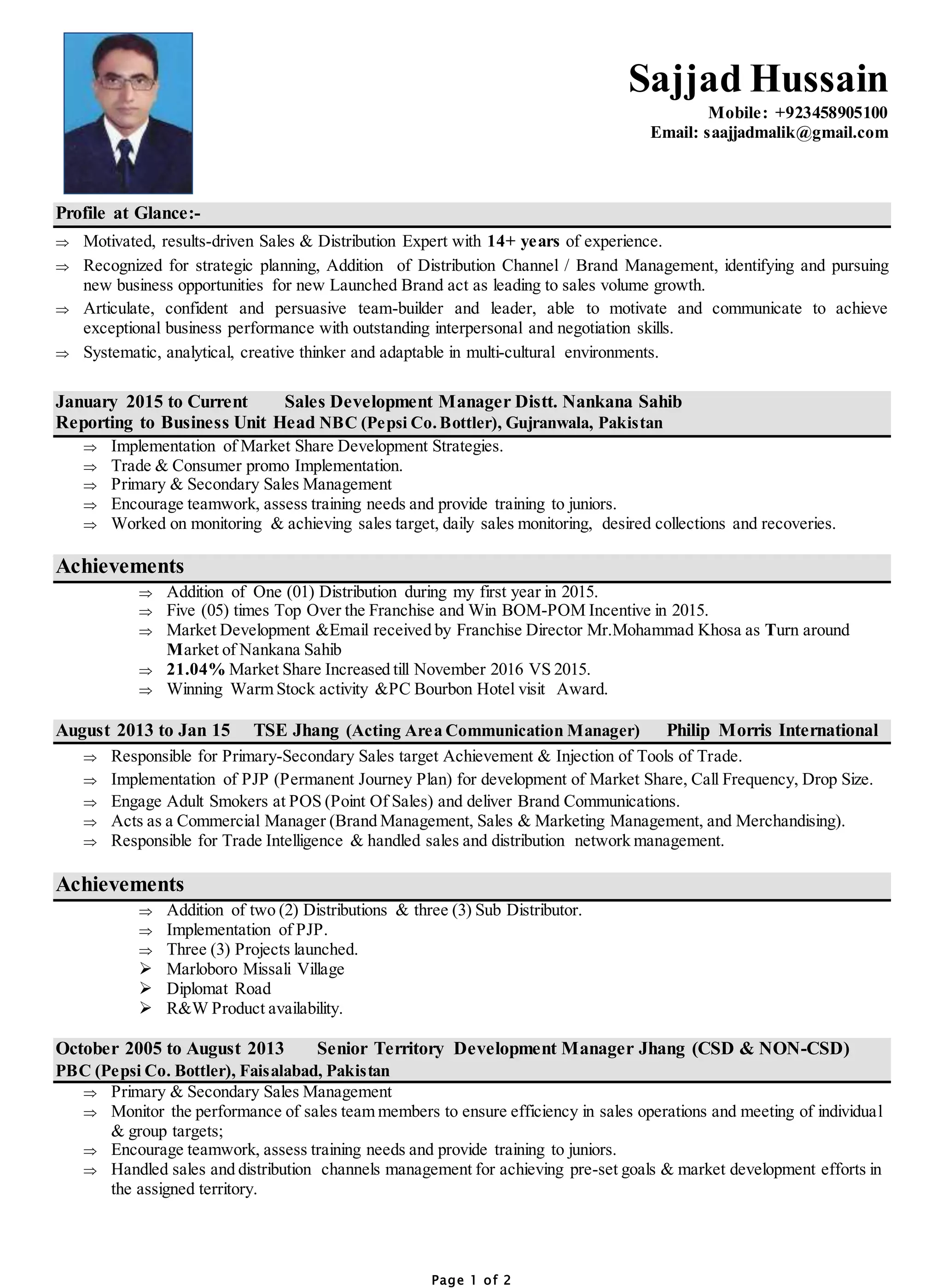 Resume Sajjad Hussain Malik | DOCX